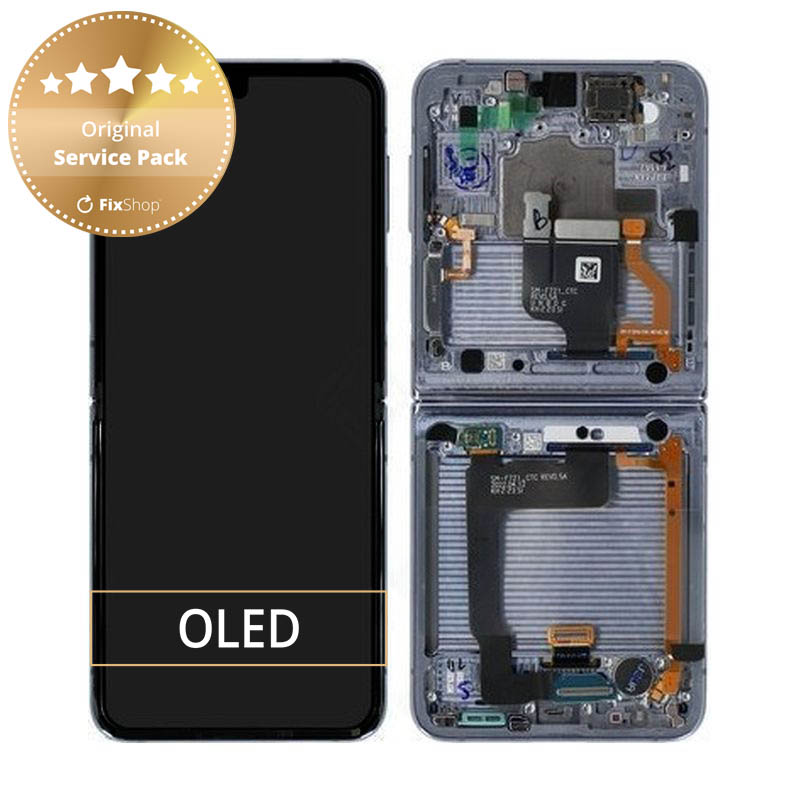 Samsung Galaxy Z Flip 4 F721B - LCD Displej + Dotykové Sklo + Rám (Blue ...